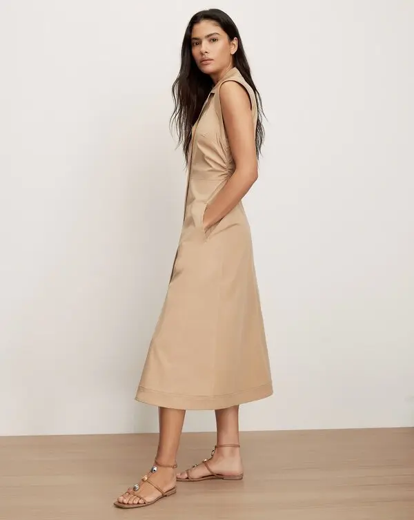 Veronica Beard Orla Midi Shirtdress - Khaki