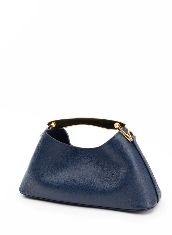 ELLEME Mini Boomerang Pebbled Leather Handbag - Navy