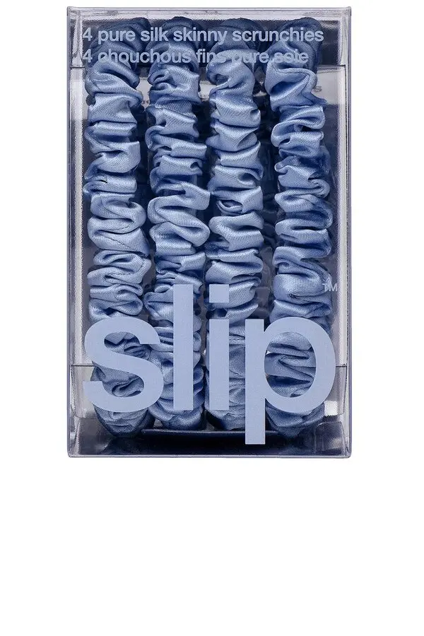 Slip Pure Silk Skinny Scrunchies Set Of 4 - Cornflower