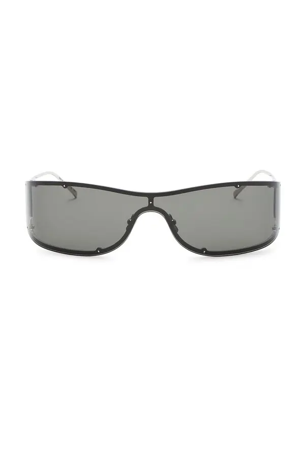Saint Laurent Mask Sunglasses - Silver & Grey