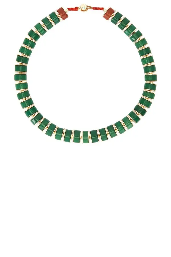 ROXANNE ASSOULIN Semi Precious Heishi Necklace - Gold & Green Jade