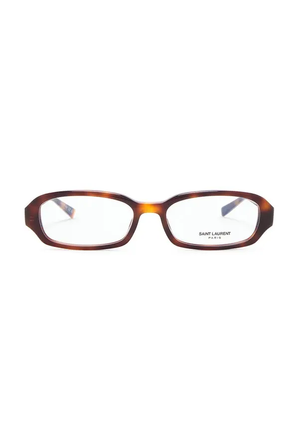 Saint Laurent Bayonetta Rectangular Eyeglasses - Havana & Transparent