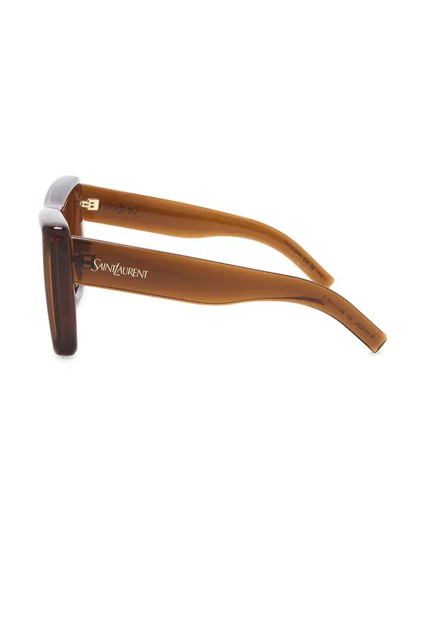 Saint Laurent Vintage Logo Rectangular Sunglasses - Brown