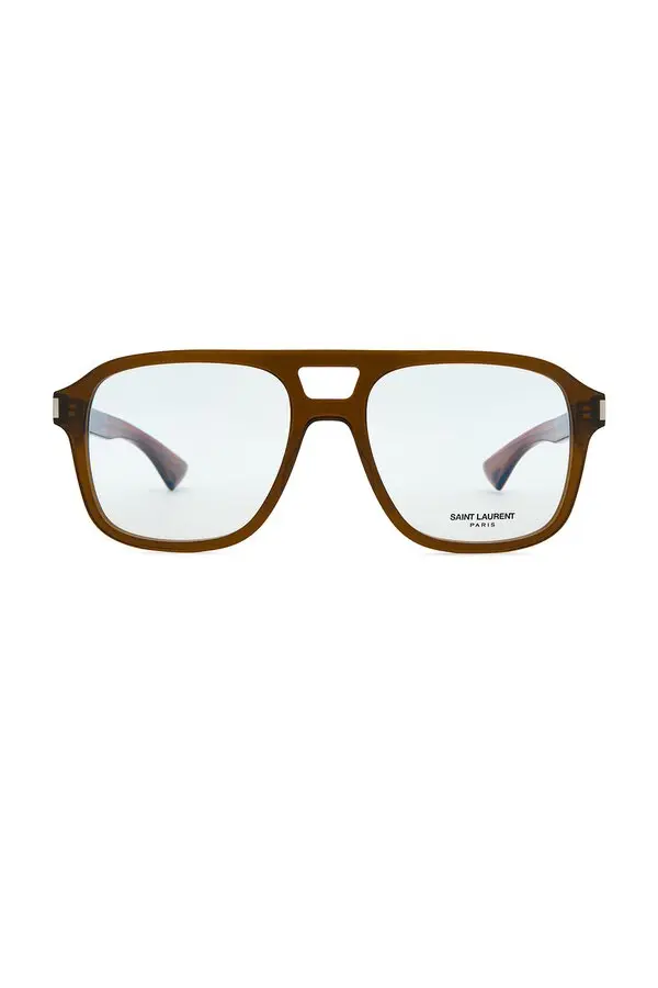 Saint Laurent Naked Wire Core Arrow Mid Optical Eyeglasses - Brown & Transparent