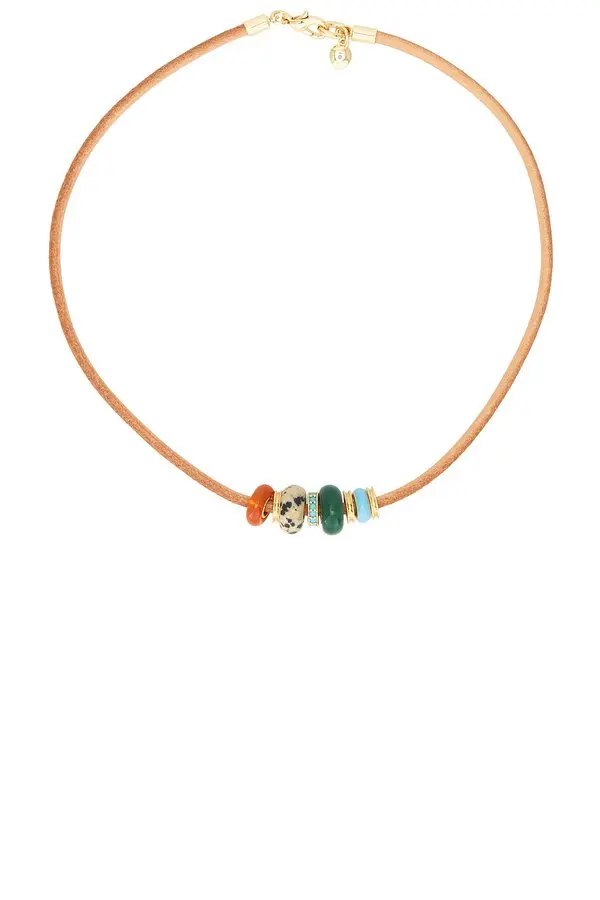 ROXANNE ASSOULIN Leather Cord Slider Necklace - Gold, Natural, & Multi
