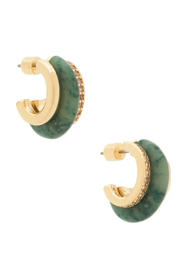 ROXANNE ASSOULIN Semi Stone Chubby Hoop Earrings - Moss Agate