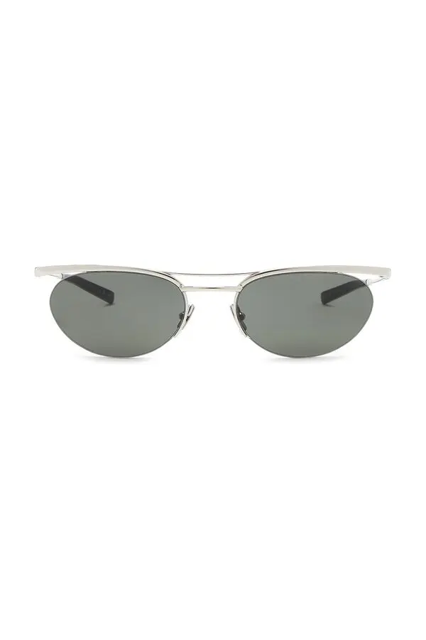 Saint Laurent Small Fashion Metal Round Sunglasses - Silver & Grey