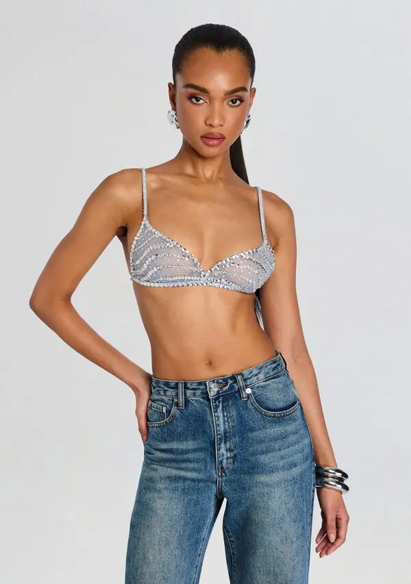 Retrofete Tansy Embellished Bra - Ice Blue/silver