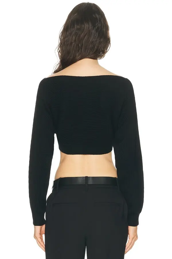 HAELO Off-the-shoulder Cropped Merino Wool Sweater