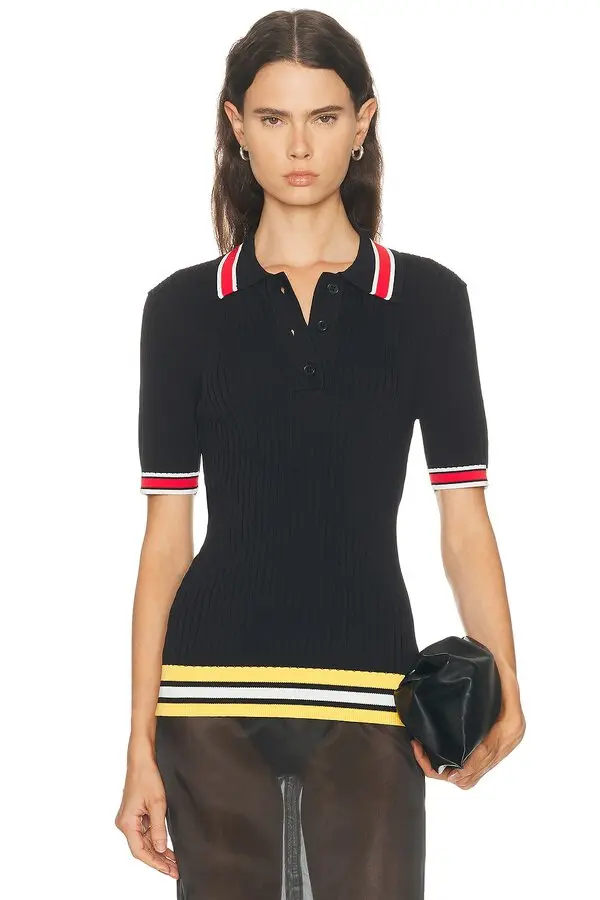 ENTIRE STUDIOS Ribbed Polo Top - Inferno
