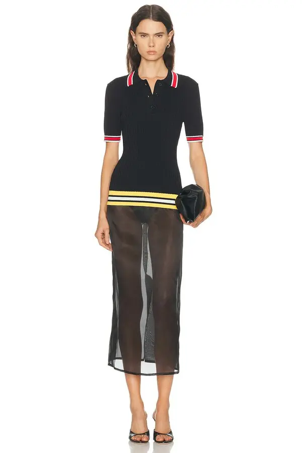 ENTIRE STUDIOS Ribbed Polo Top - Inferno
