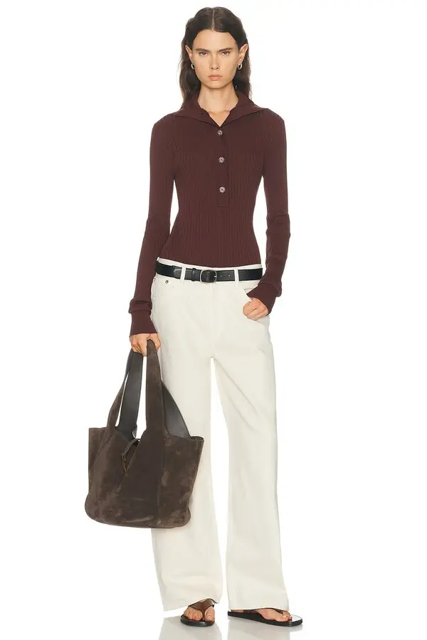ENTIRE STUDIOS High Neck Henley Top - Umber