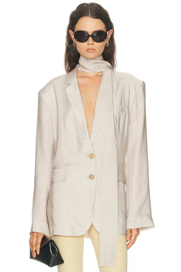 Acne Studios Micro Check Blazer - Beige Multi
