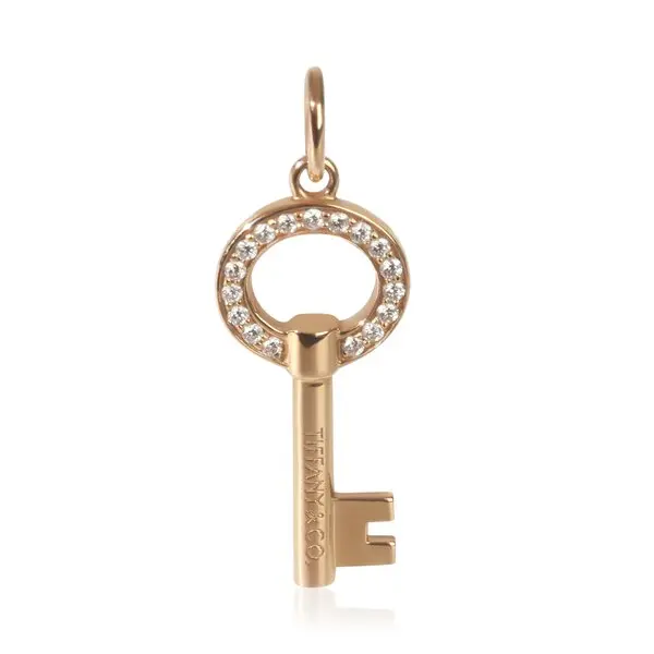 Tiffany & Co. Rose Gold Diamond Mini Modern Open Round Key Pendant - Rose_gold