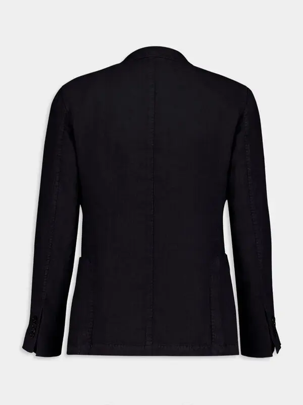 Boglioli Navy Blue Linen Notch-lapel Jacket - Grey