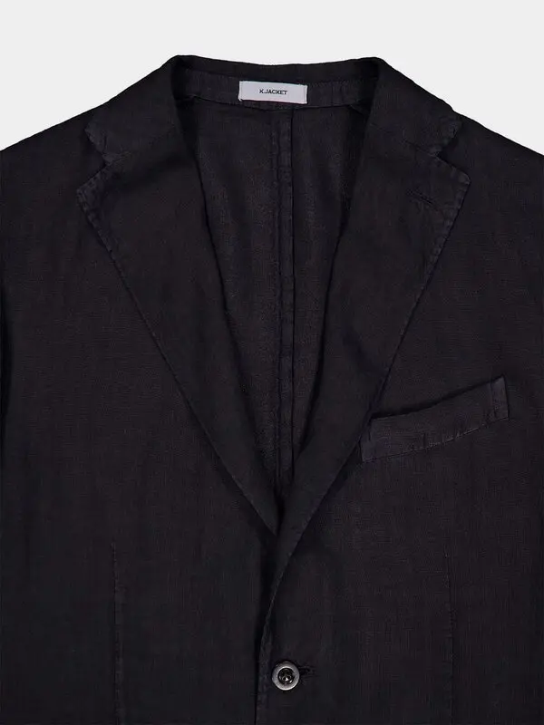 Boglioli Navy Blue Linen Notch-lapel Jacket - Grey
