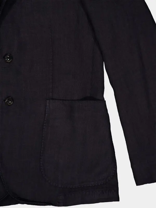 Boglioli Navy Blue Linen Notch-lapel Jacket - Grey