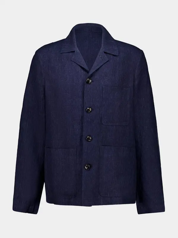 PIACENZA CASHMERE 1733 Linen Chore Jacket - Blue