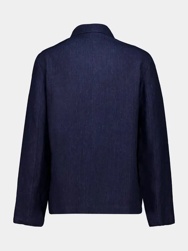 PIACENZA CASHMERE 1733 Linen Chore Jacket - Blue