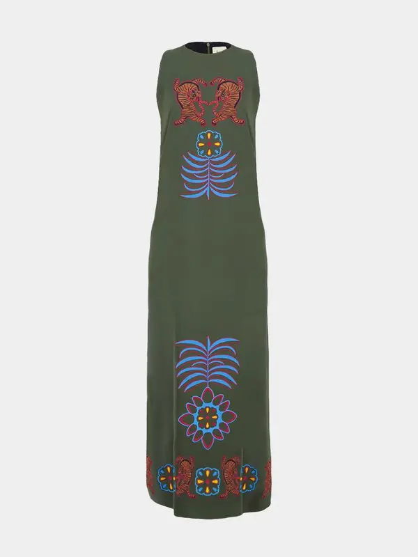 PAULA Embroidered Sleeveless Maxi Dress - Multicolour