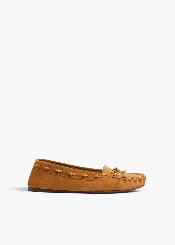 Khaite Milly Suede Flat - Caramel