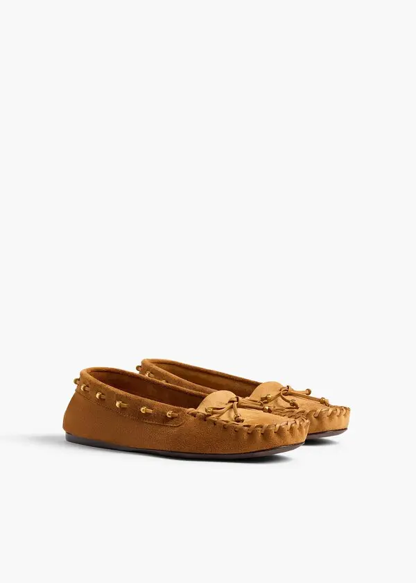Khaite Milly Suede Flat - Caramel