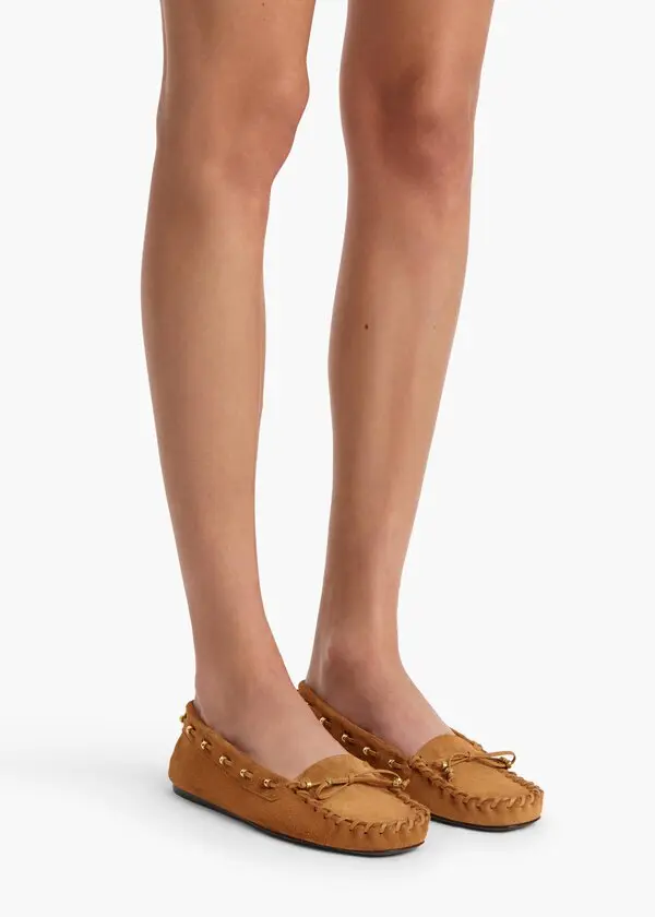 Khaite Milly Suede Flat - Caramel