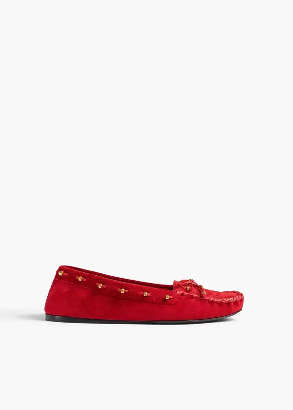 Khaite Milly Suede Loafers - Lipstick