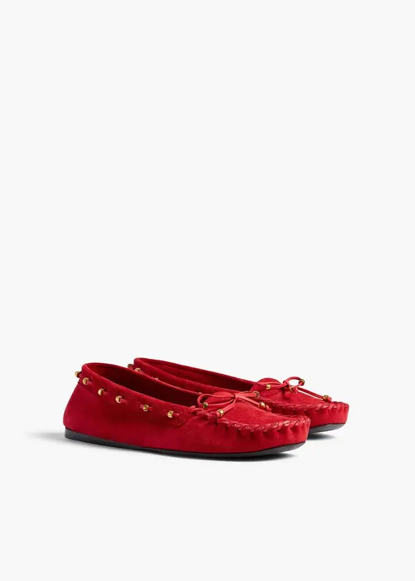 Khaite Milly Suede Loafers - Lipstick
