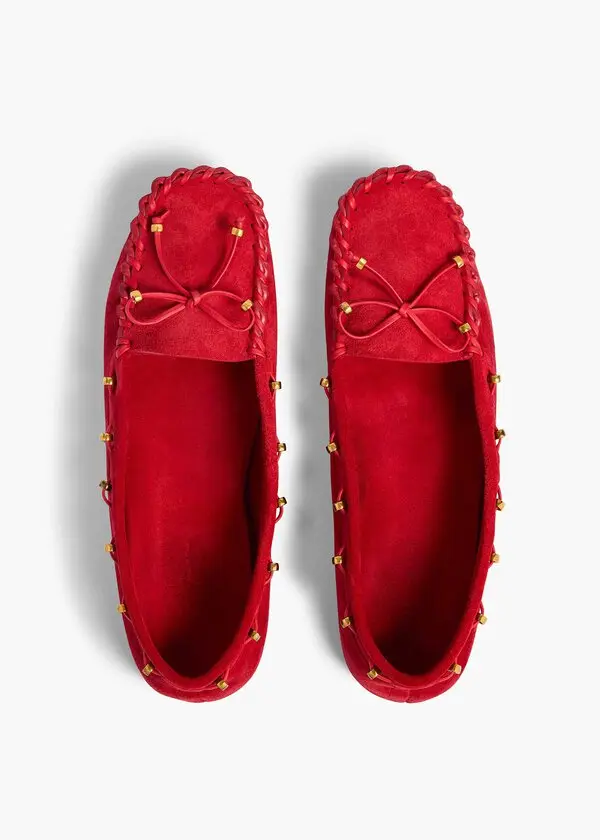 Khaite Milly Suede Loafers - Lipstick