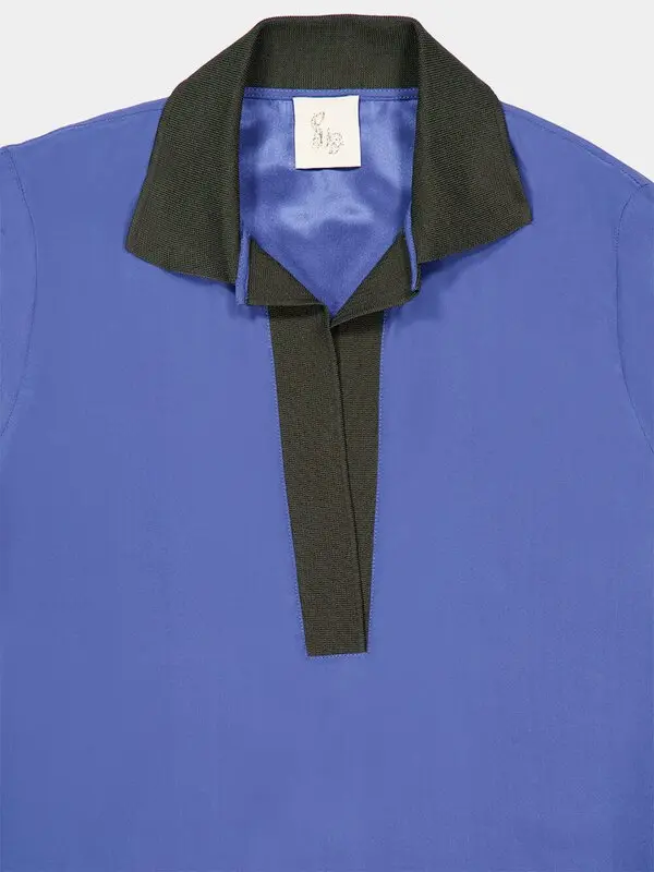 PAULA Diane Dutch V-neck Long-sleeve Top - Blue