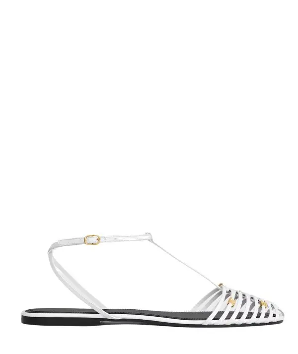 Celine Cage Flat Sandal In Goatskin