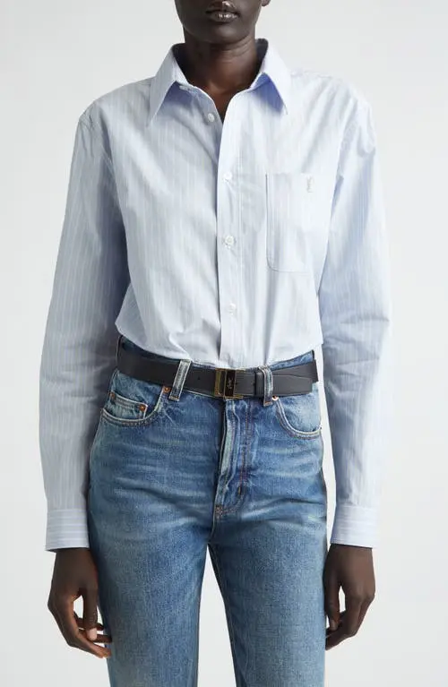 Saint Laurent Classic Striped Button-up Shirt - Bleu/gris