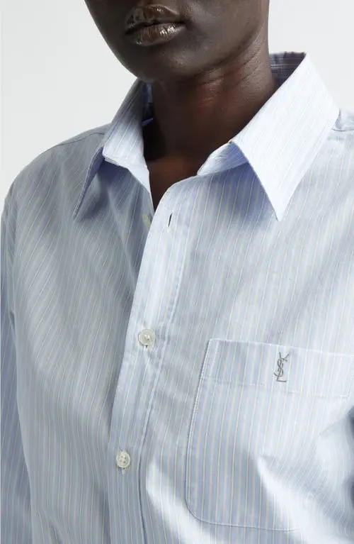 Saint Laurent Classic Striped Button-up Shirt - Bleu/gris