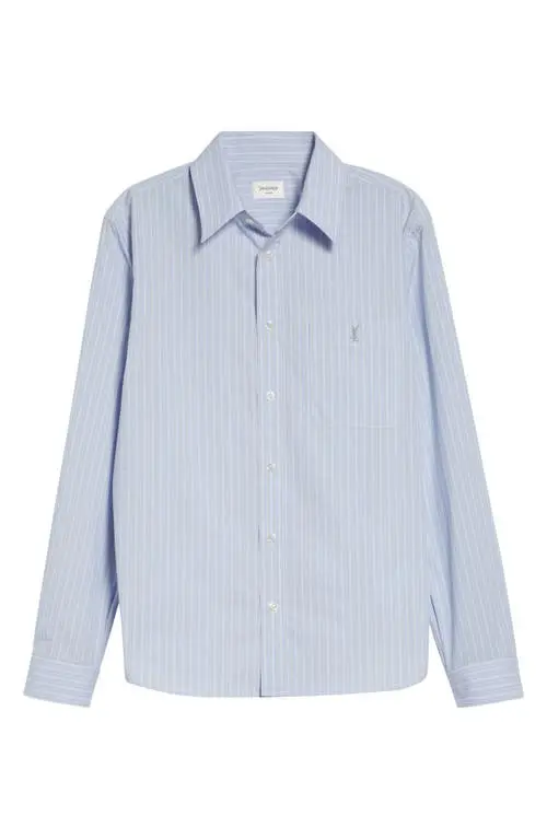 Saint Laurent Classic Striped Button-up Shirt - Bleu/gris