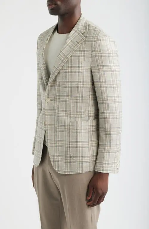 HERITAGE GOLD Plaid Wool And Silk Blend Sport Coat