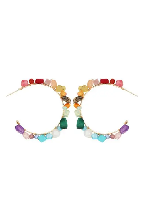PANACEA Stone Lined Hoop Earrings - Multi