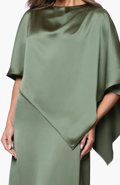 XSCAPE EVENINGS Overlay Detail Satin Gown - Olive