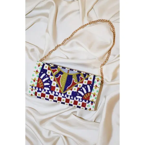 ISLAND TO EAST SIDE Rosette Mosaic Tile Structured Bag - Yellow