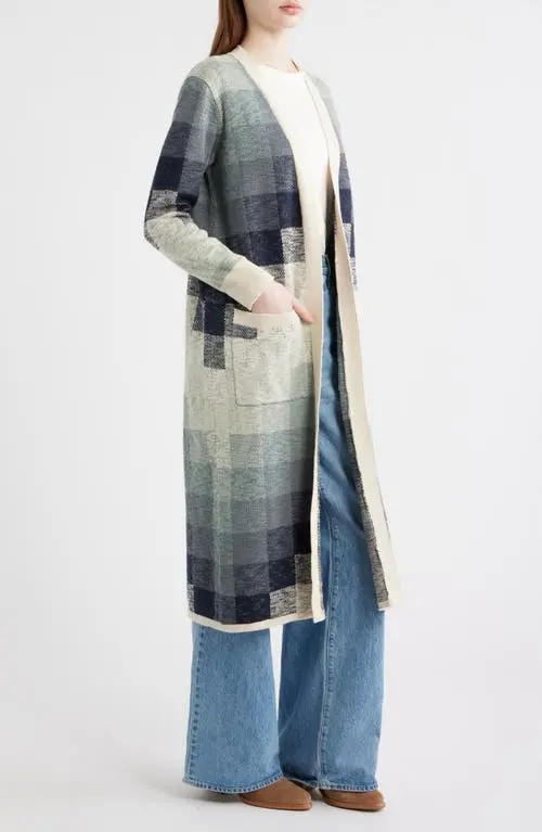 Pendleton Cotton Duster Cardigan - Navy/ivory Multi