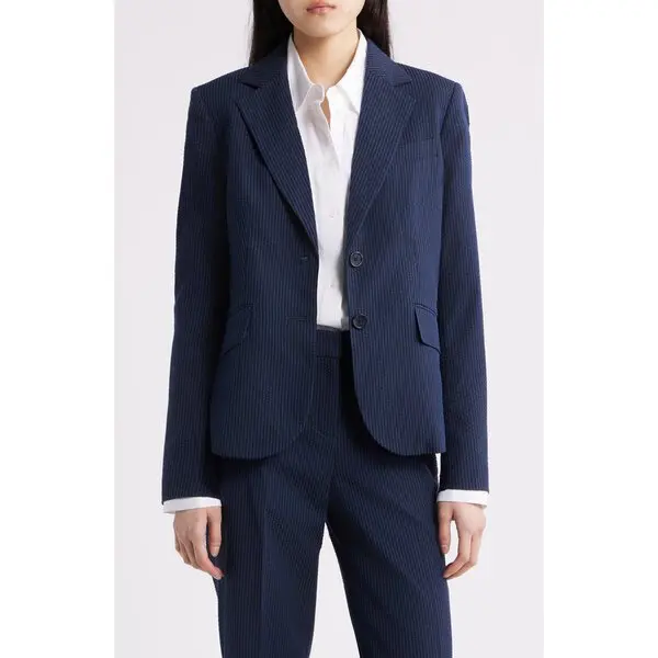 Anne Klein Striped Seersucker Blazer