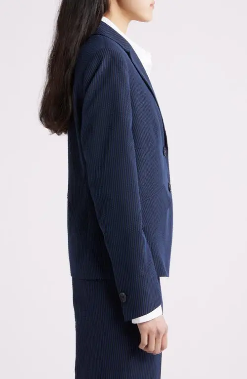 Anne Klein Striped Seersucker Blazer