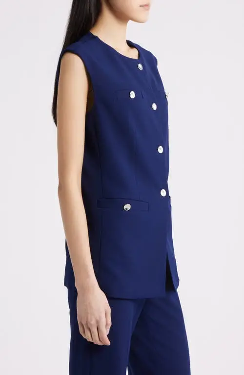 Anne Klein Button-up Vest With Four Pockets