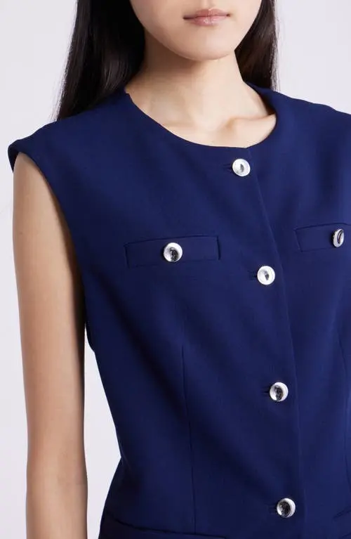 Anne Klein Button-up Vest With Four Pockets