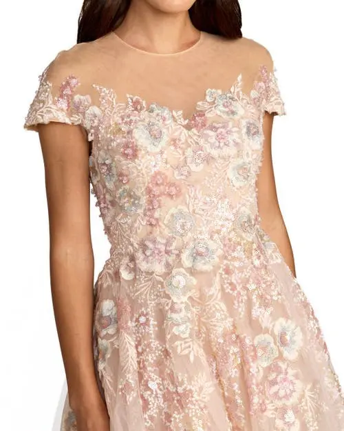 Mac Duggal Embroidered Tulle Gown With Illusion Neckline