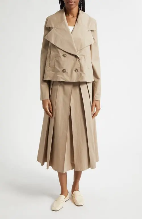 Emporio Armani Dune Pleated Stretch Cotton Poplin Skirt