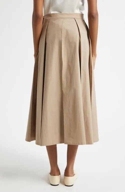 Emporio Armani Dune Pleated Stretch Cotton Poplin Skirt