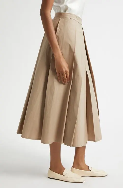 Emporio Armani Dune Pleated Stretch Cotton Poplin Skirt