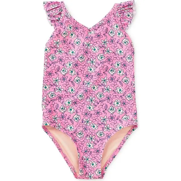 TEA COLLECTION Ruffle One-piece Swimsuit - Carnation Toss