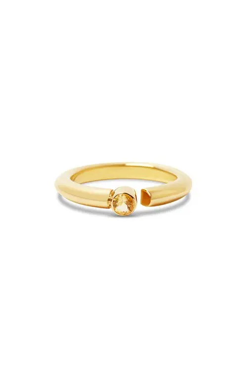 Argento Vivo Stone Bypass Ring - Gold/citrine